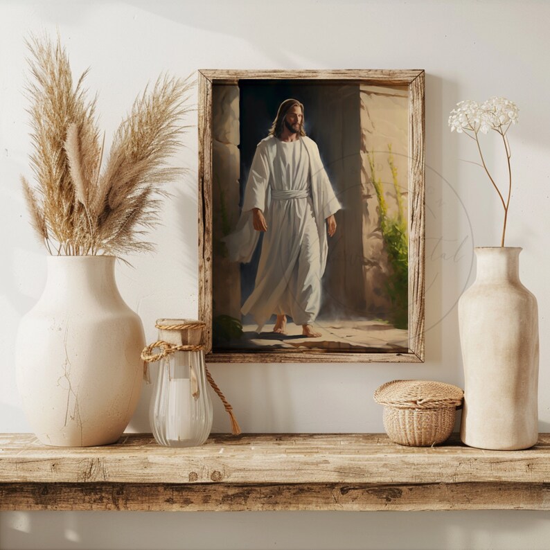 Jesus Christ Resurrection Come Follow Me He is Risen Oil Painting Christian Artwork Bible ...