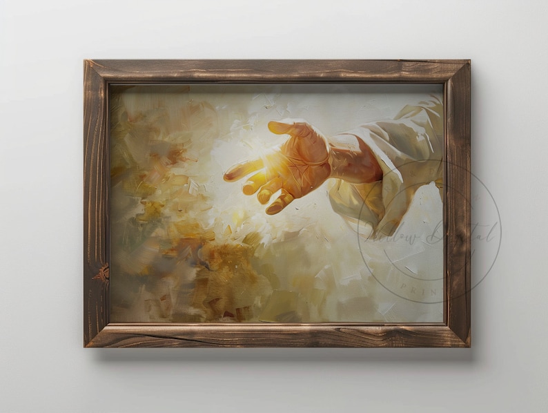Hand of Jesus Christ Reaching Out Helper Oil Painting Christian Artwork ...