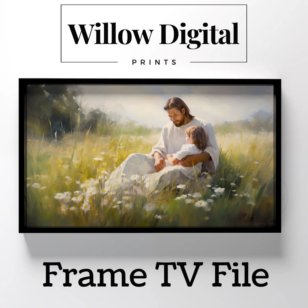 Frame TV Jesus Christ Holding a Child Come Follow Me He is Risen Oil ...