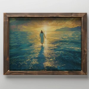 Jesus Christ Walking on Water Oil Painting Christian Artwork Bible Scriptures Savior Come Follow ...