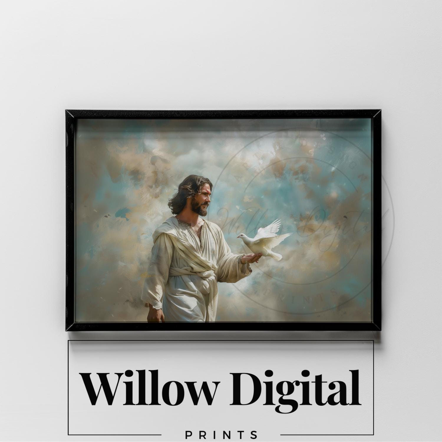 Jesus Christ Holding a Dove Painting Christian Artwork Printable Bible ...