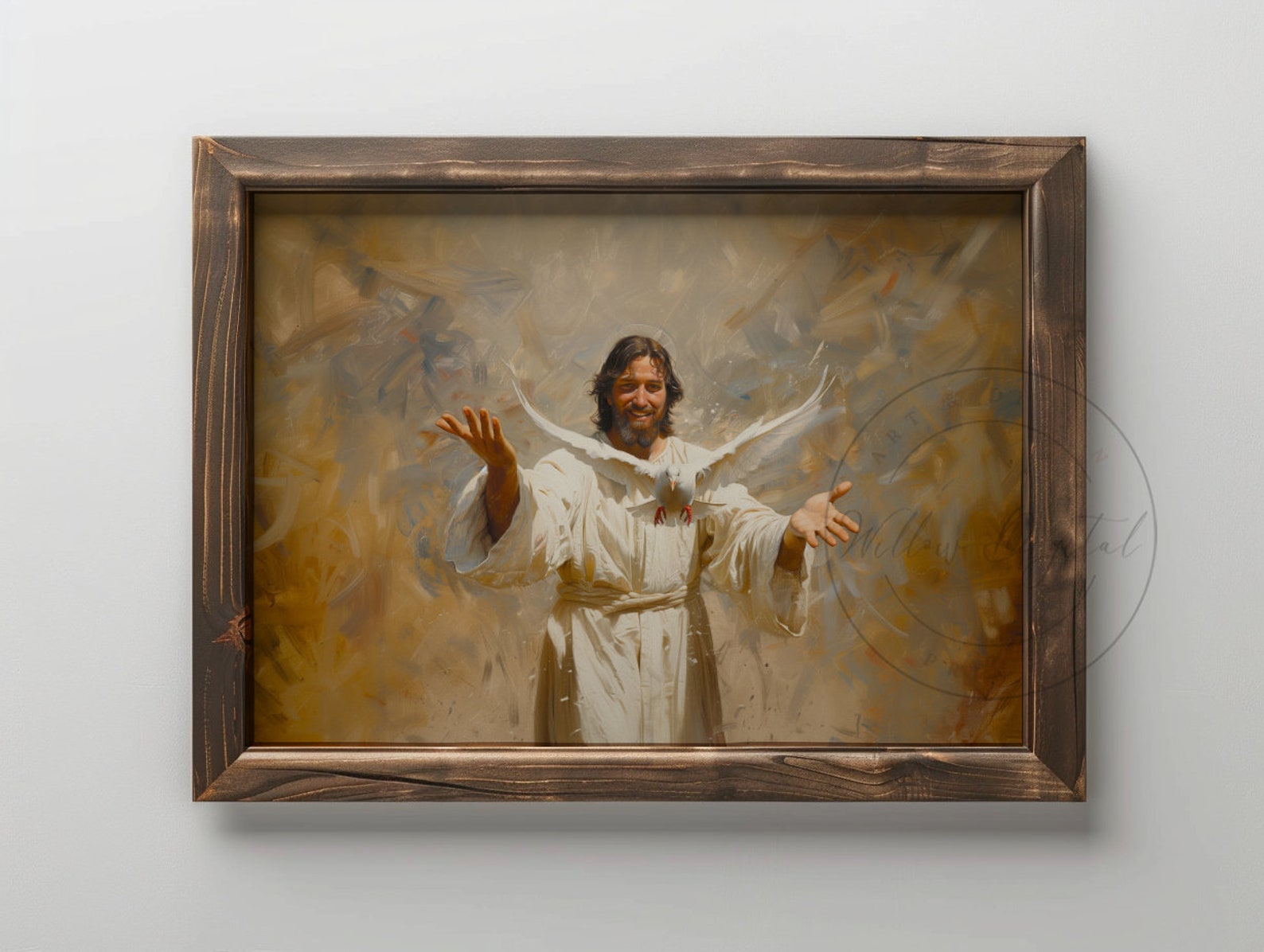 Jesus Christ Releasing a Dove Holy Ghost Spirit Oil Painting Christian ...