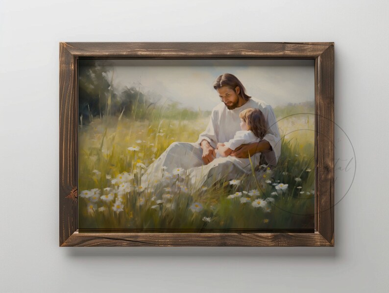 Jesus Christ Holding a Child Oil Painting Christian Artwork Bible ...
