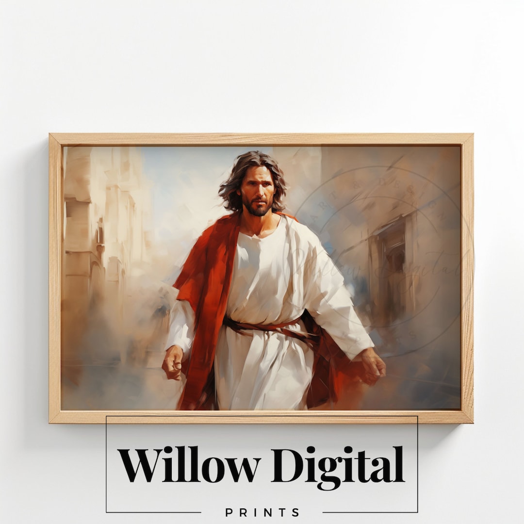 Jesus Christ Walking Down a Path Painting Christian Artwork Printable ...