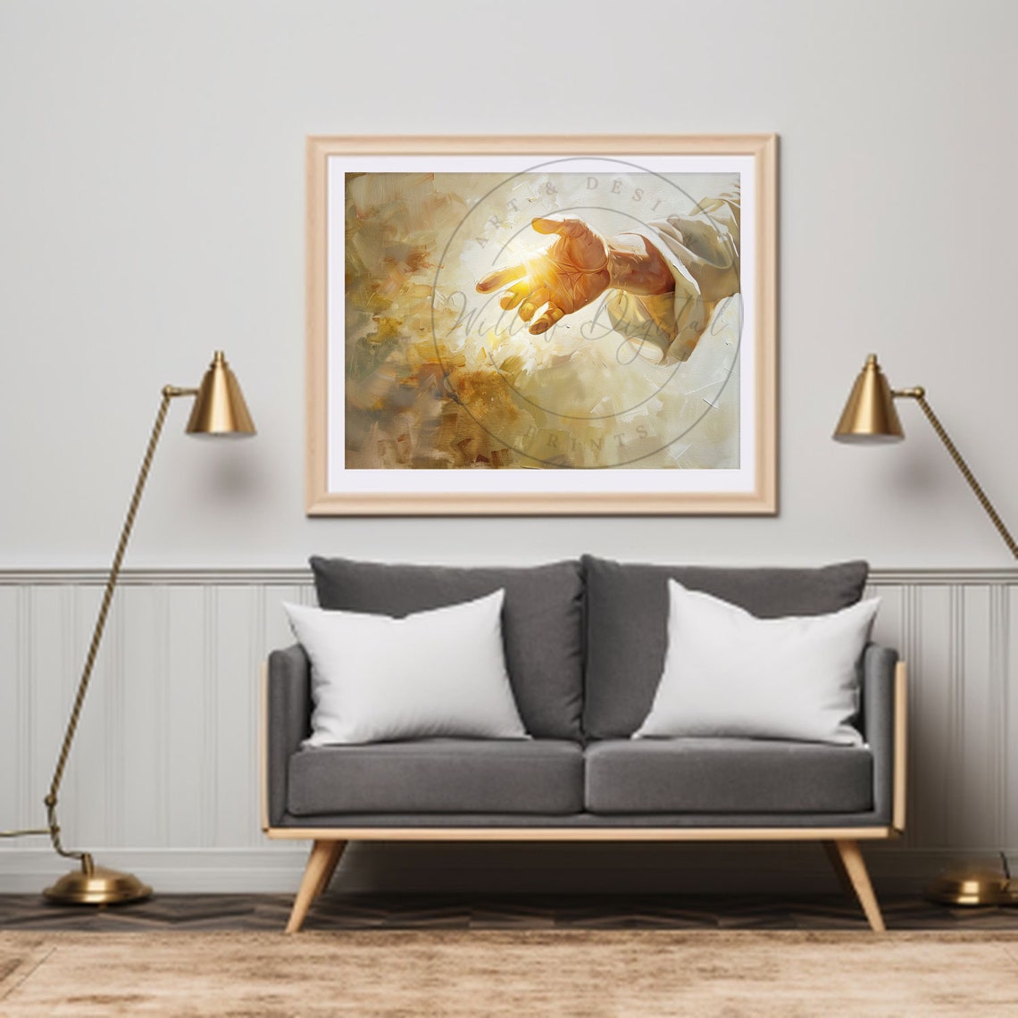 Hand of Jesus Christ Reaching Out Helper Oil Painting Christian Artwork ...