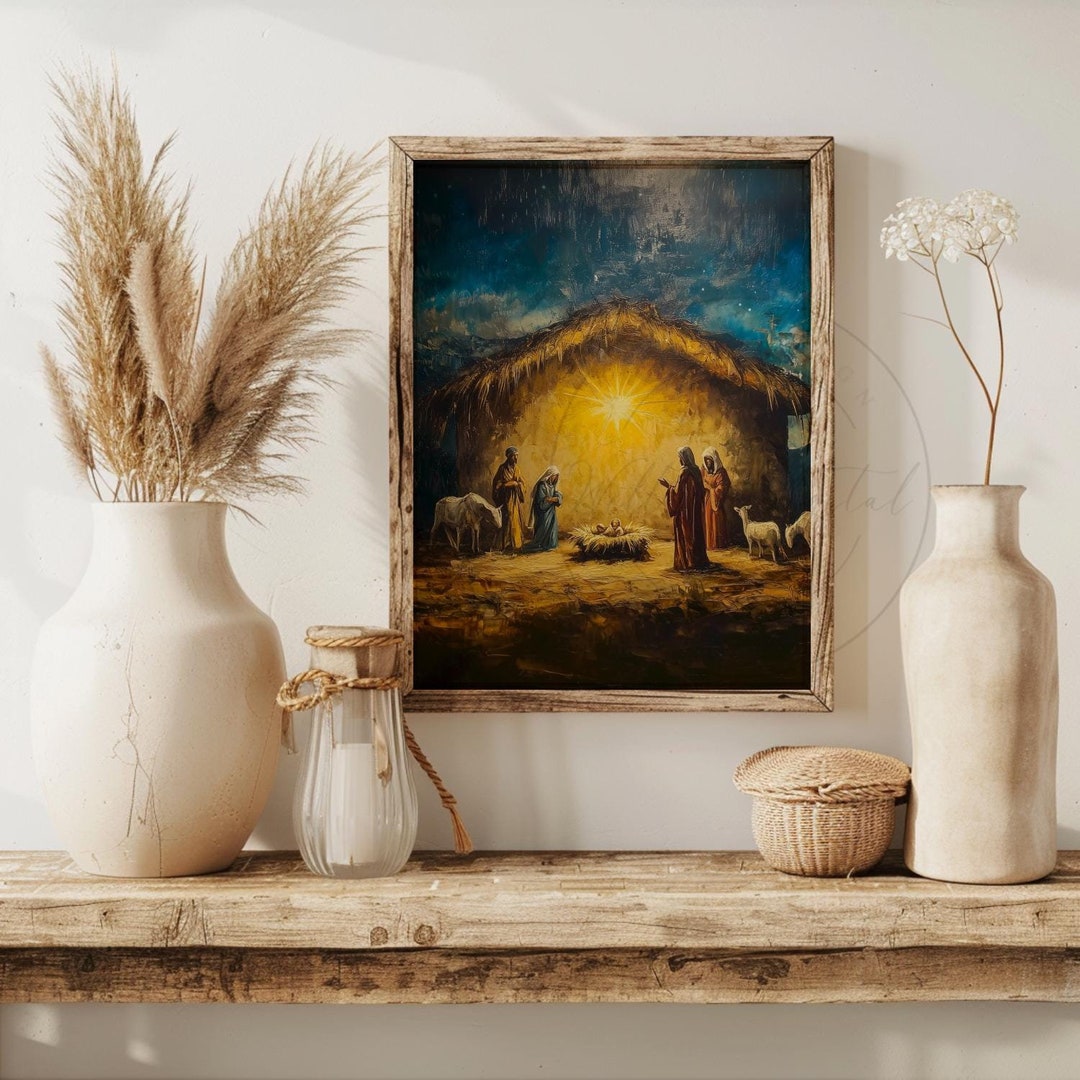 Baby Jesus Christ Christmas Nativity Scene Christian Artwork Bible ...