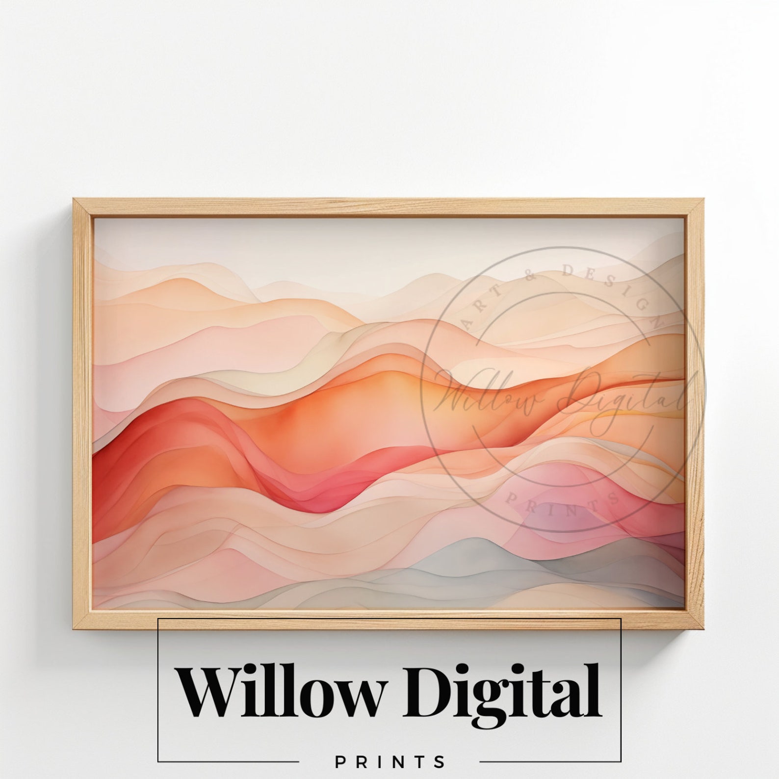 Printable Watercolor Ribbon Landscape Abstract Painting Mountain Scene ...
