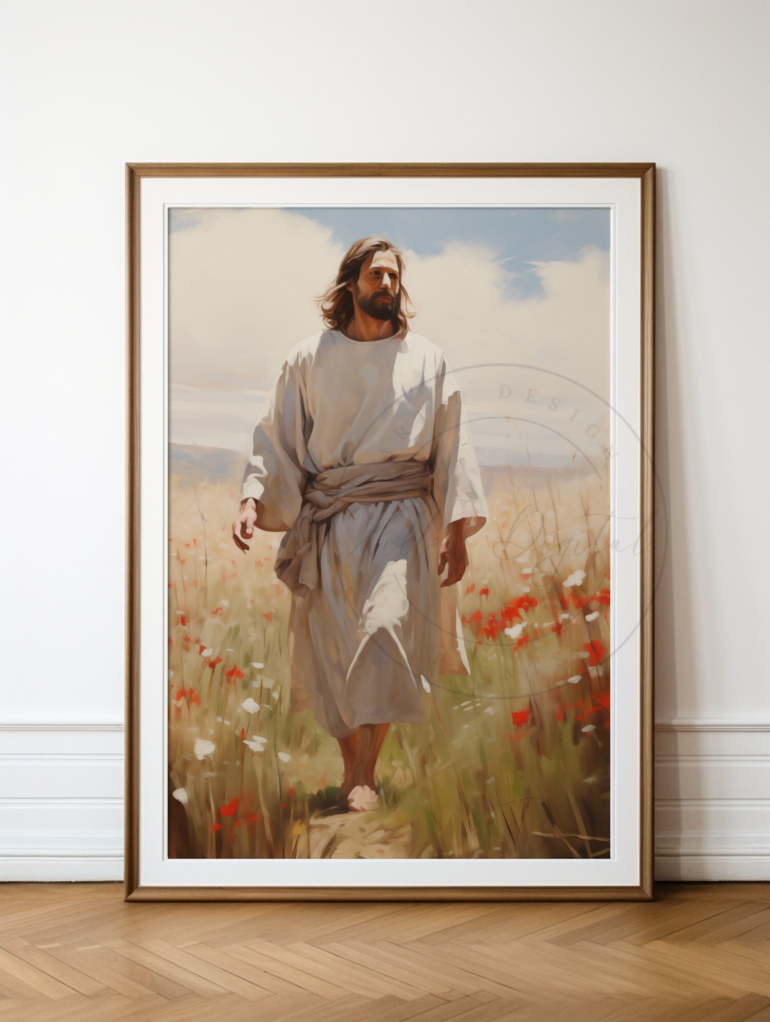 Jesus Christ Come Follow Me Peaceful Wildflowers Painting Christian ...