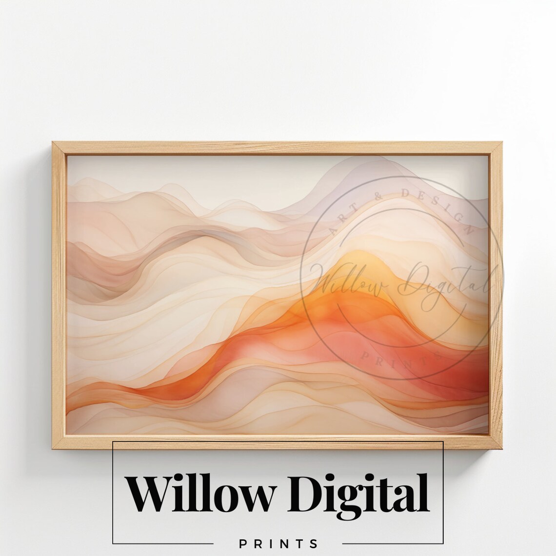 Printable Watercolor Ribbon Landscape Abstract Painting Mountain Scene ...