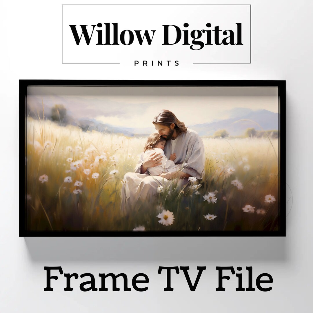 Frame TV Jesus Christ Holding a Child Come Follow Me He is Risen Oil ...