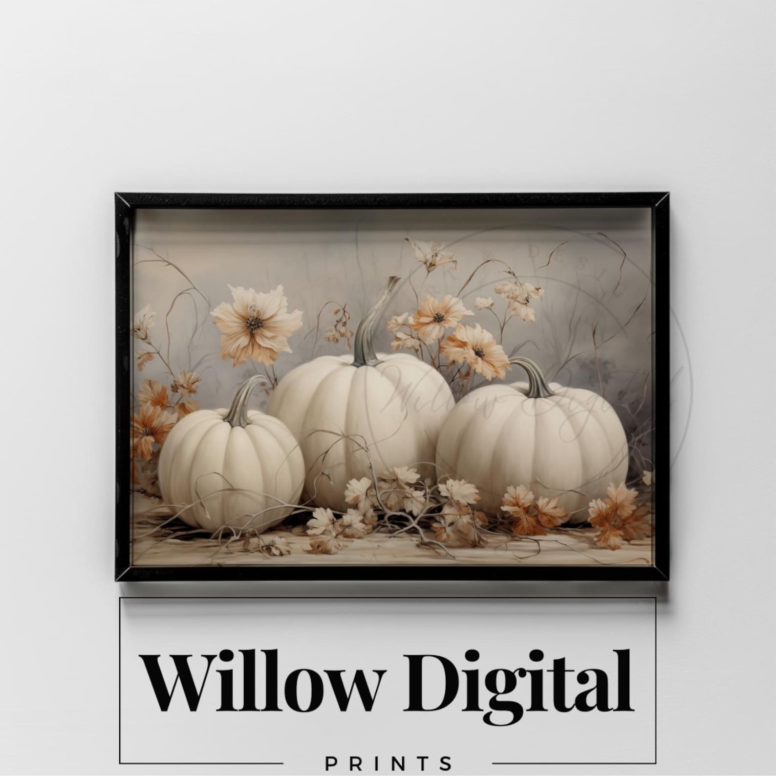 Halloween Pumpkins Autumn Vintage Painting Neutral Fall Thanksgiving ...