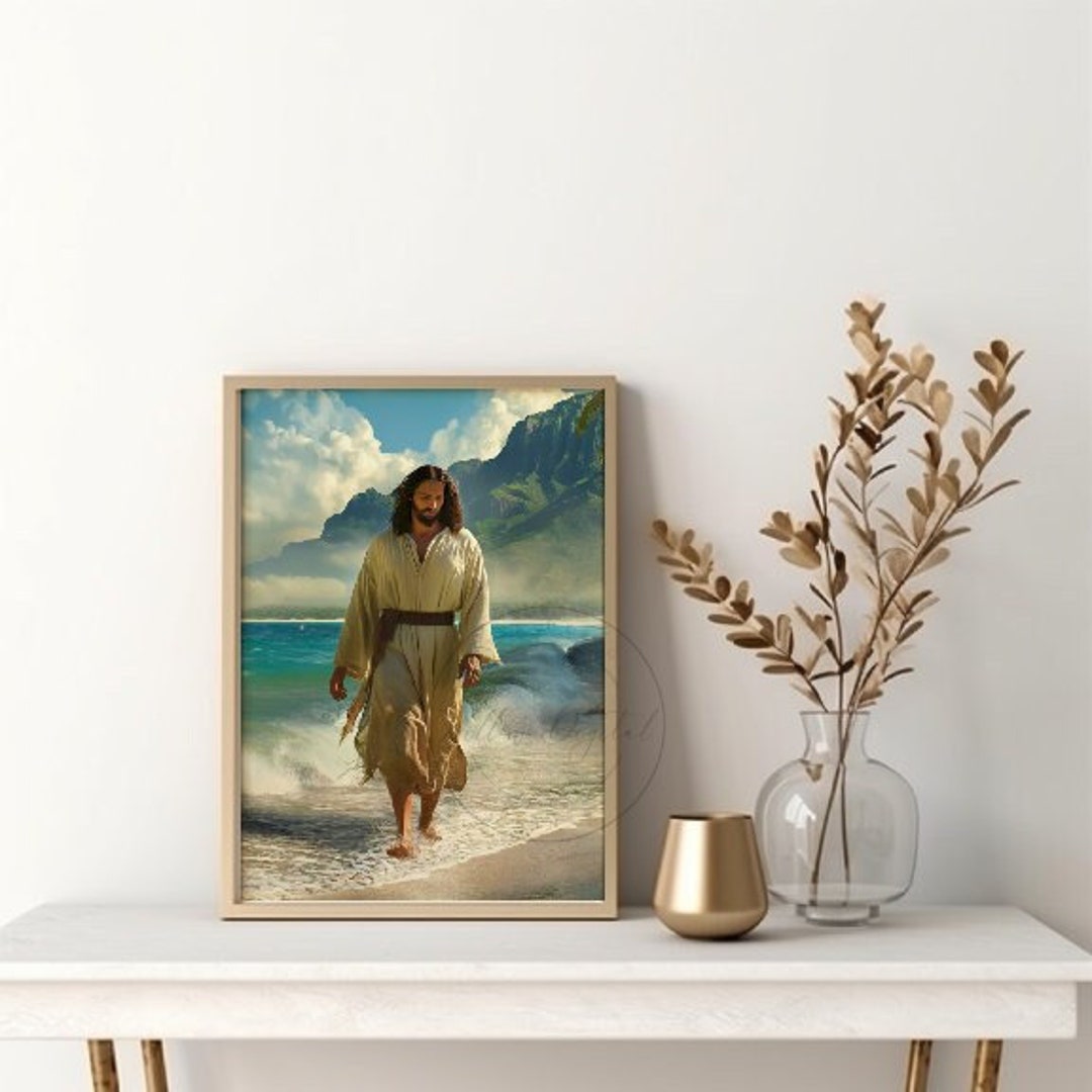 Jesus Christ Come Follow Me Walking He is Risen Oil Painting Christian Artwork Bible Scriptures ...