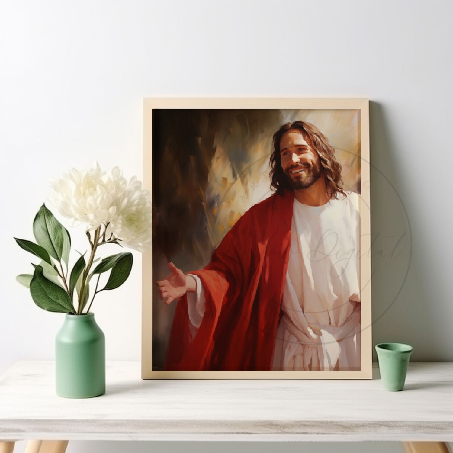 Joyful Jesus Christ Come Follow Me Peaceful Oil Painting Christian Artwork Bible Scriptures ...