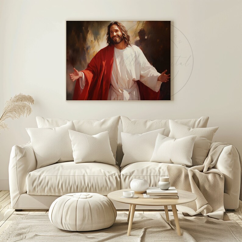 Joyful Jesus Christ Come Follow Me He is Risen Oil Painting Christian Artwork Bible Scriptures ...