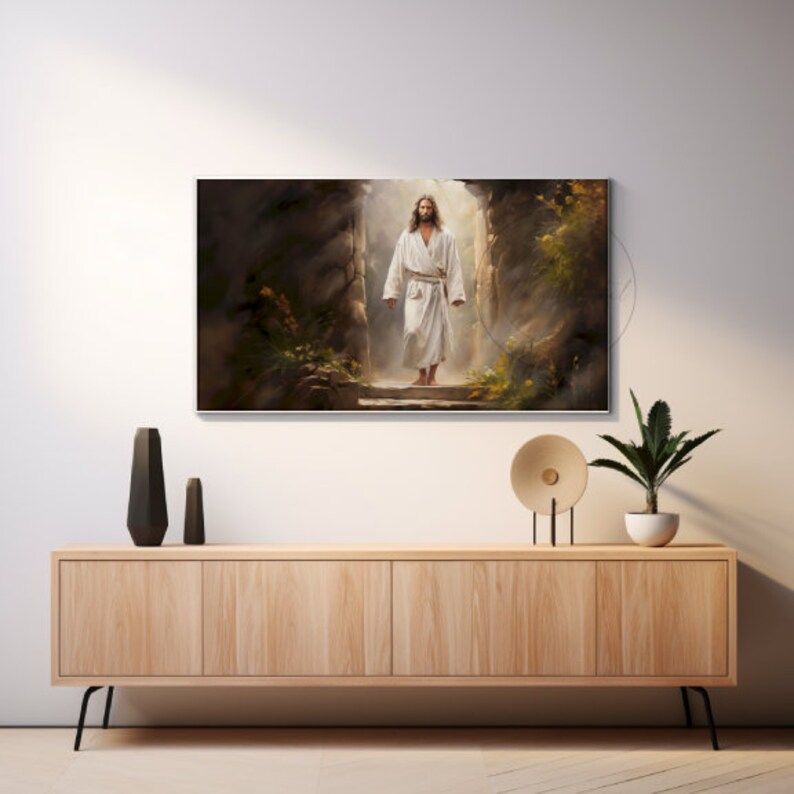 Frame TV Jesus Christ Resurrection Come Follow Me He is Risen Oil ...