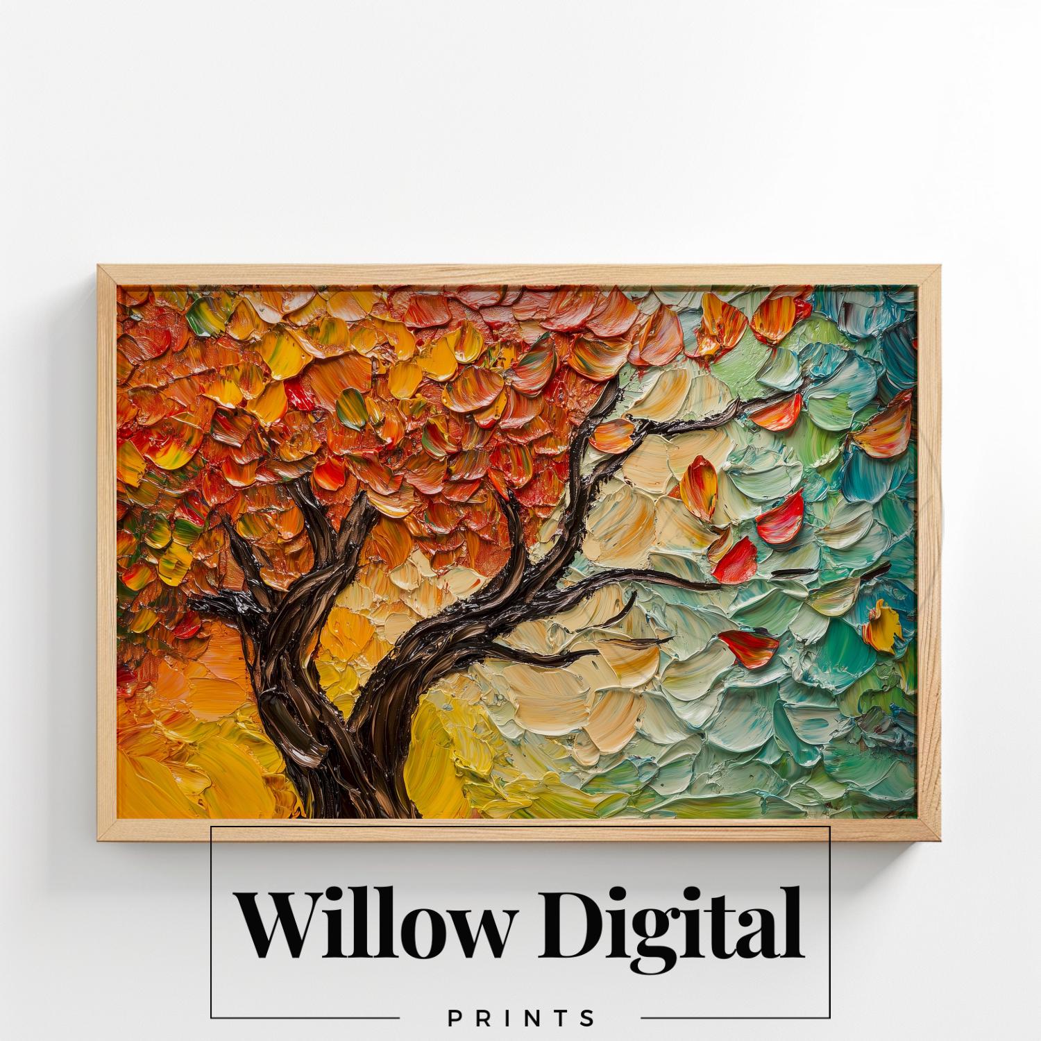 Autumn Abstract Impasto Tree Art Print, Bold Palette Knife Painting ...