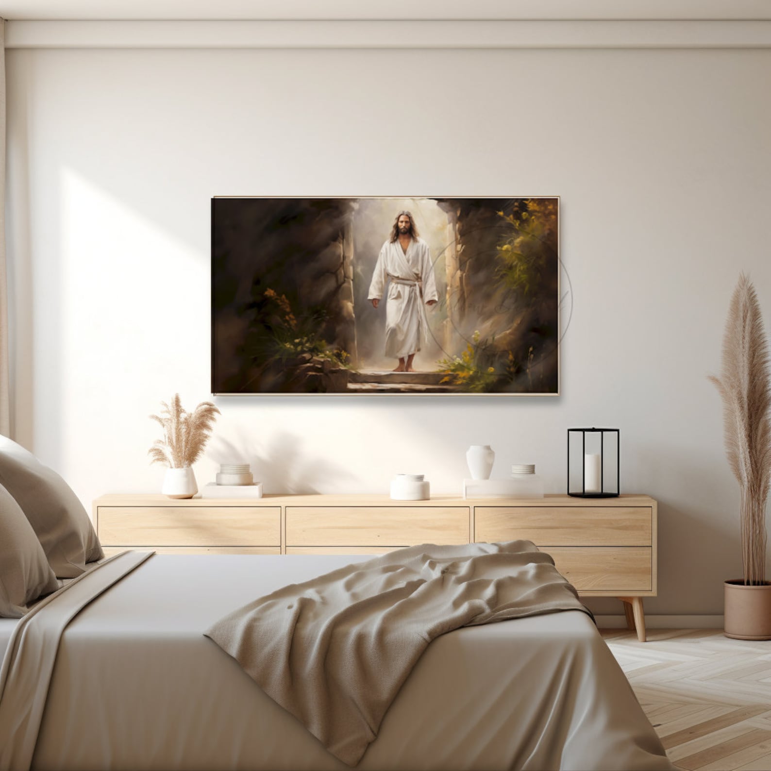 Frame TV Jesus Christ Resurrection Come Follow Me He is Risen Oil ...