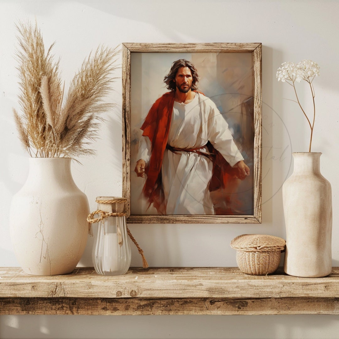 Jesus Christ Walking on a Path Painting Christian Artwork Bible ...