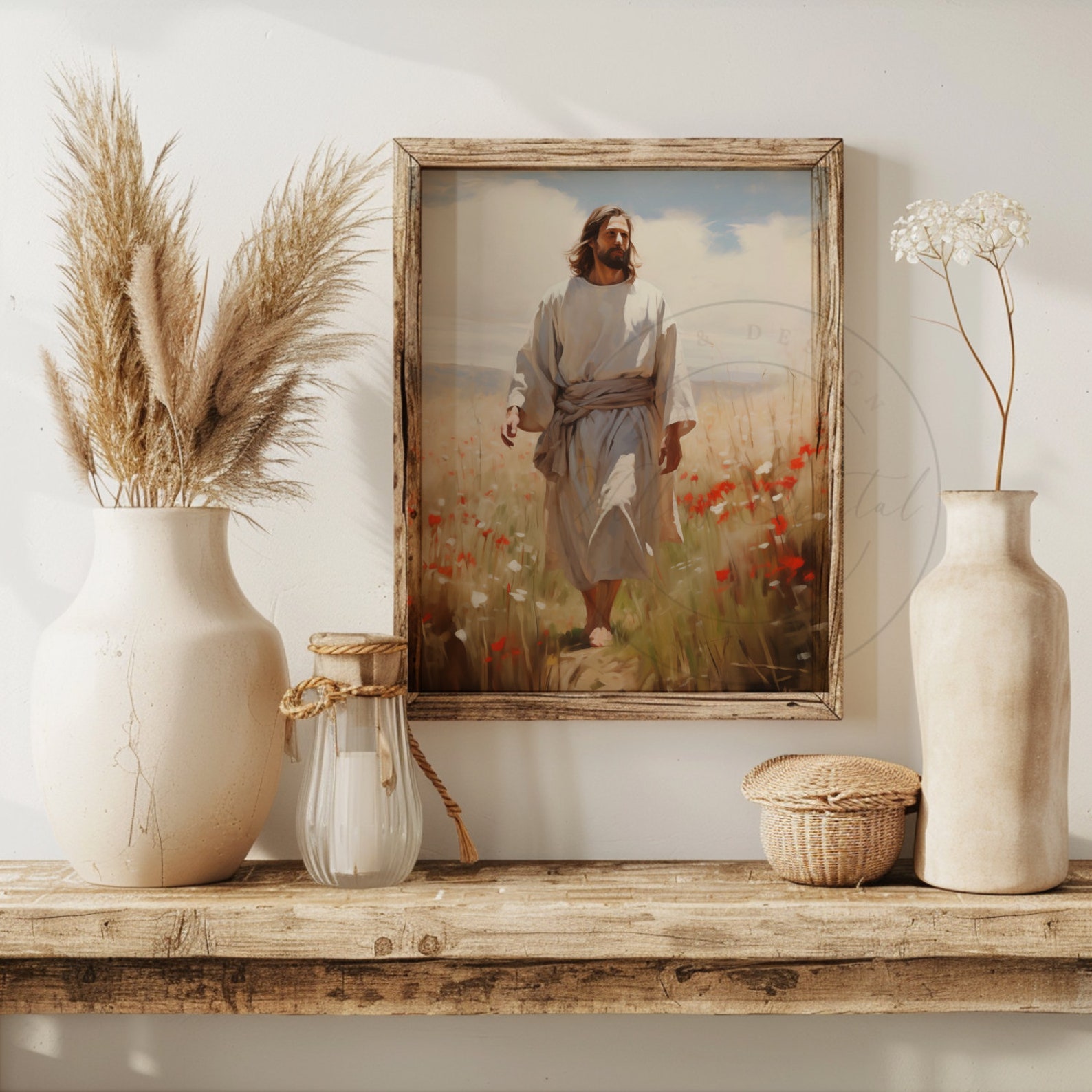Jesus Christ Come Follow Me Peaceful Wildflowers Painting Christian ...