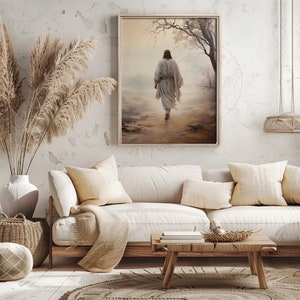 Jesus Christ Come Follow Me Peaceful He is Risen Oil Painting Christian Artwork Bible Scriptures ...