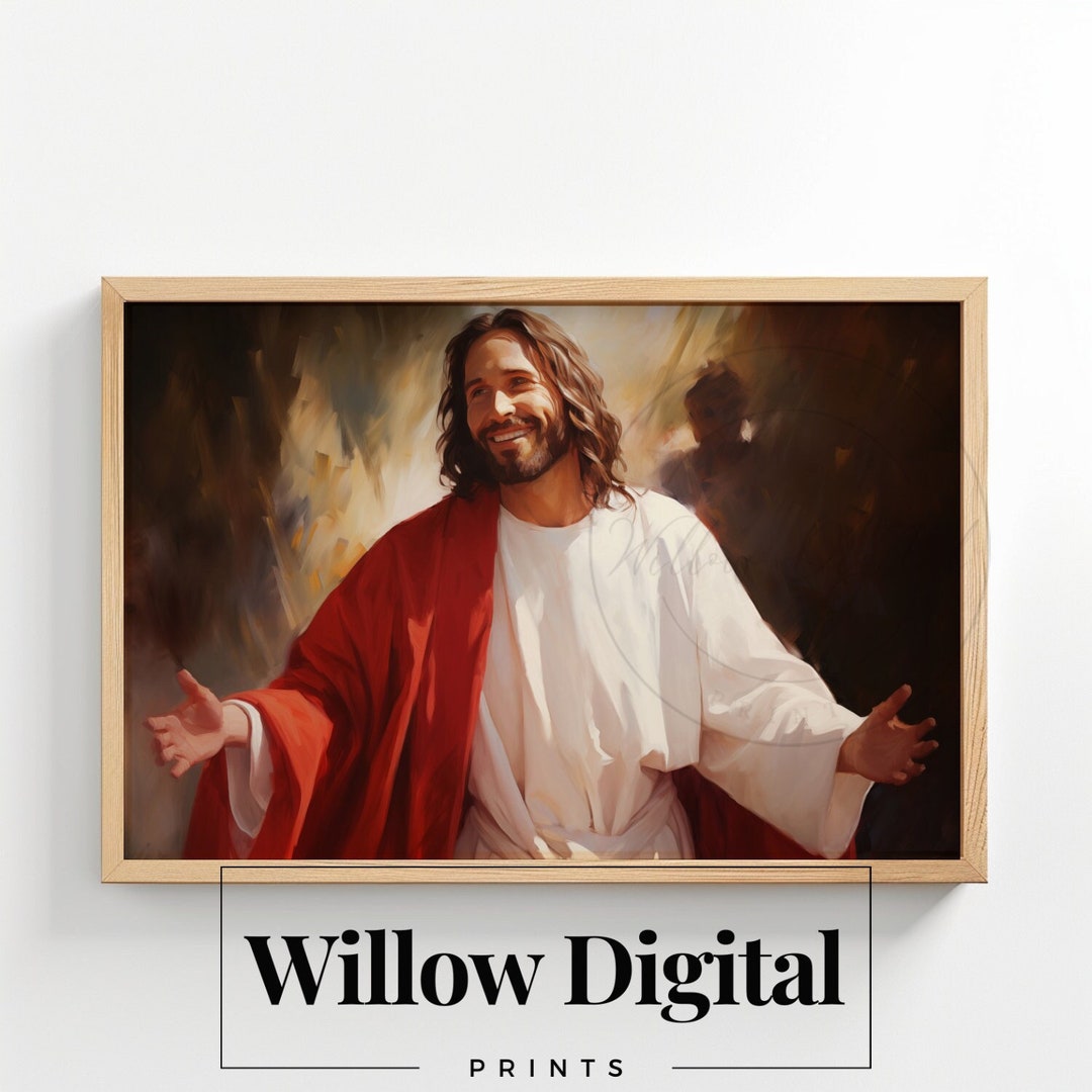 Joyful Jesus Christ Come Follow Me He is Risen Oil Painting Christian Artwork Bible Scriptures ...