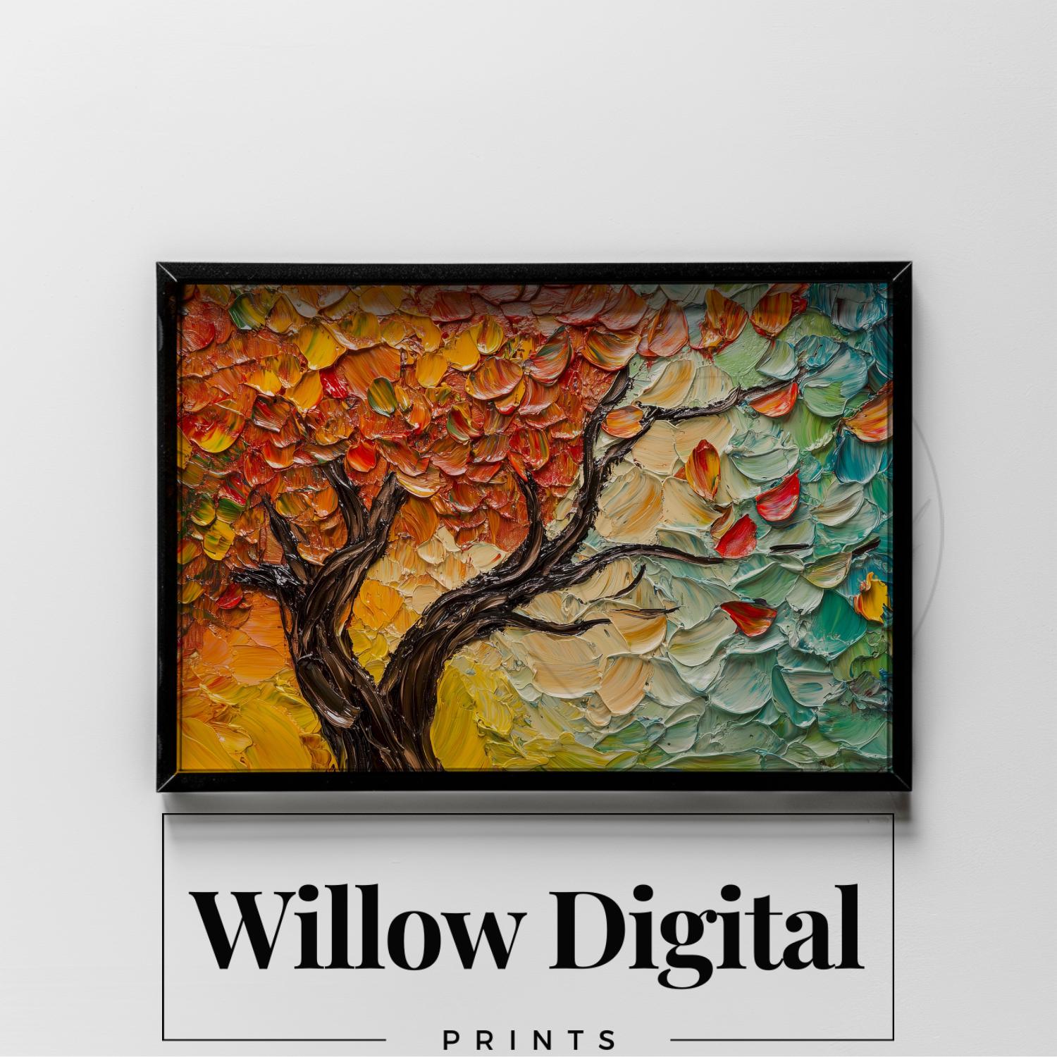 Autumn Abstract Impasto Tree Art Print, Bold Palette Knife Painting ...