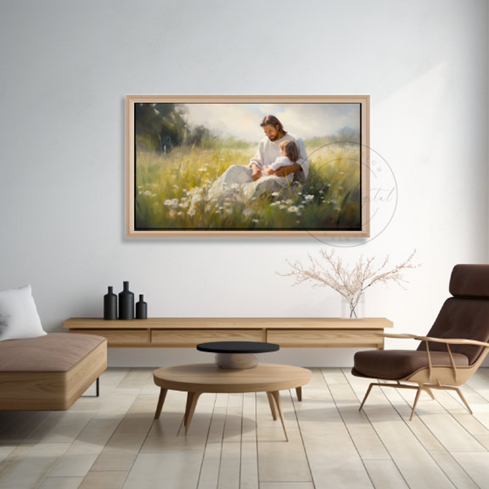 Frame TV Jesus Christ Holding a Child Come Follow Me He is Risen Oil ...