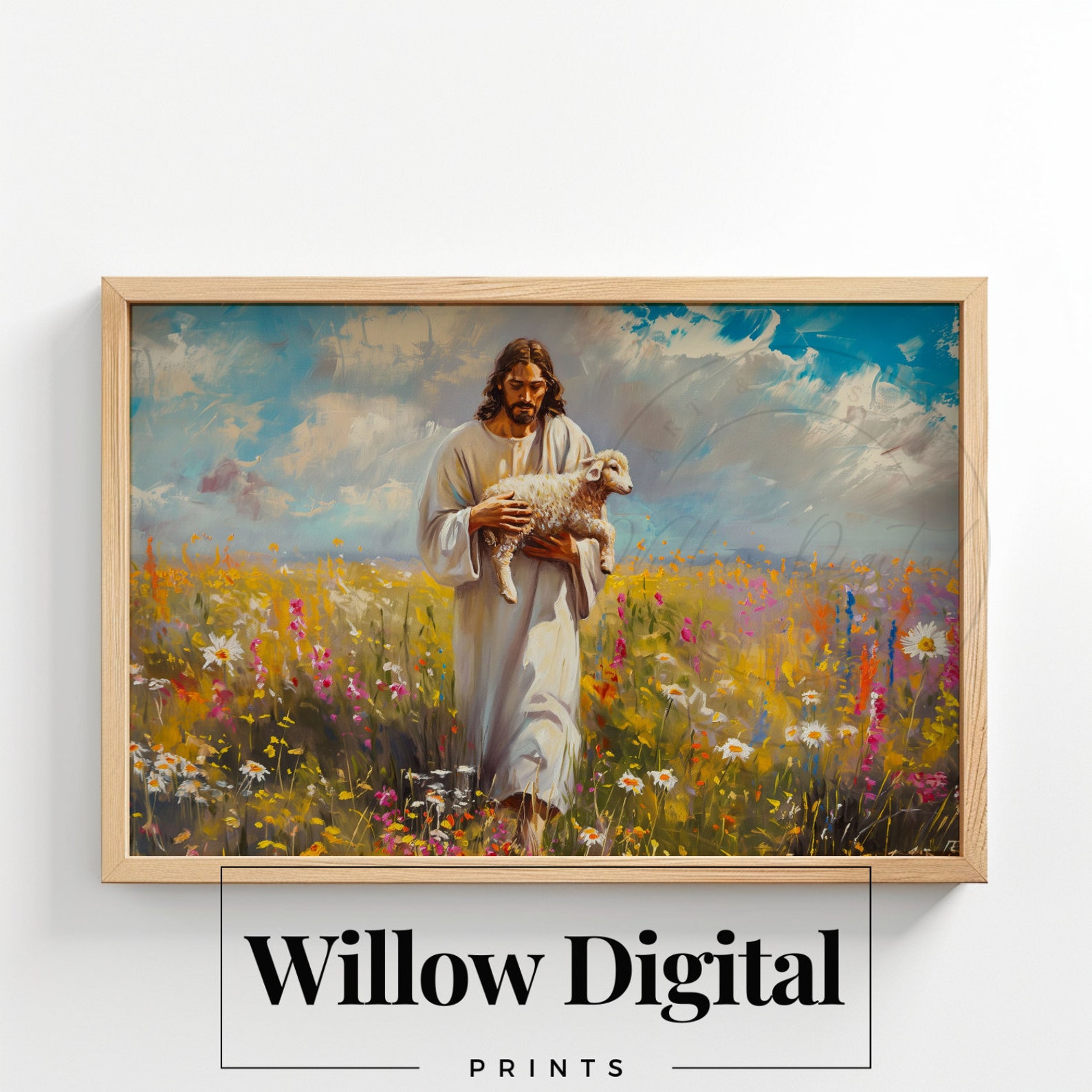 Jesus Christ Lost Sheep Oil Painting Christian Artwork Bible Scriptures ...