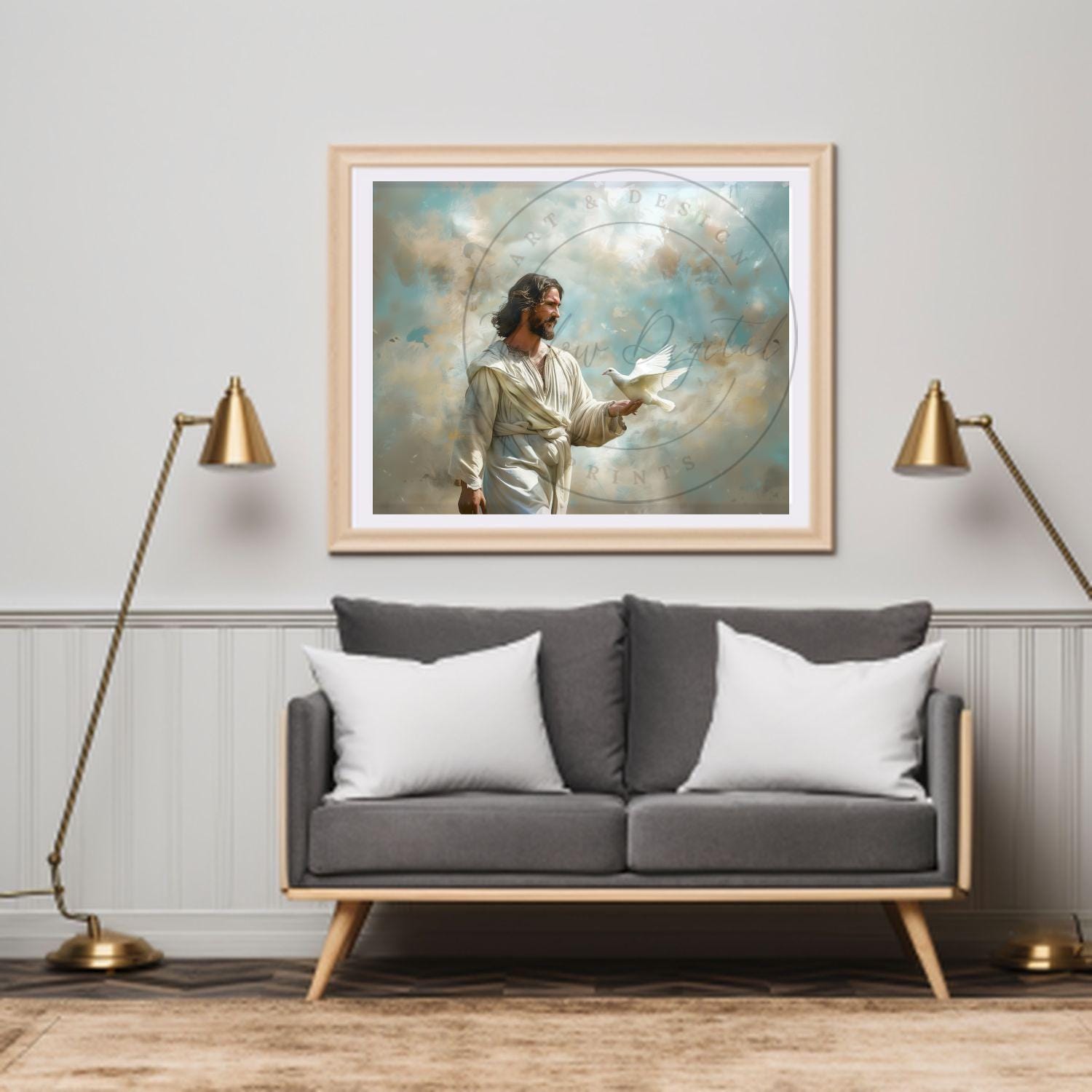 Jesus Christ Holding a Dove Painting Christian Artwork Printable Bible ...