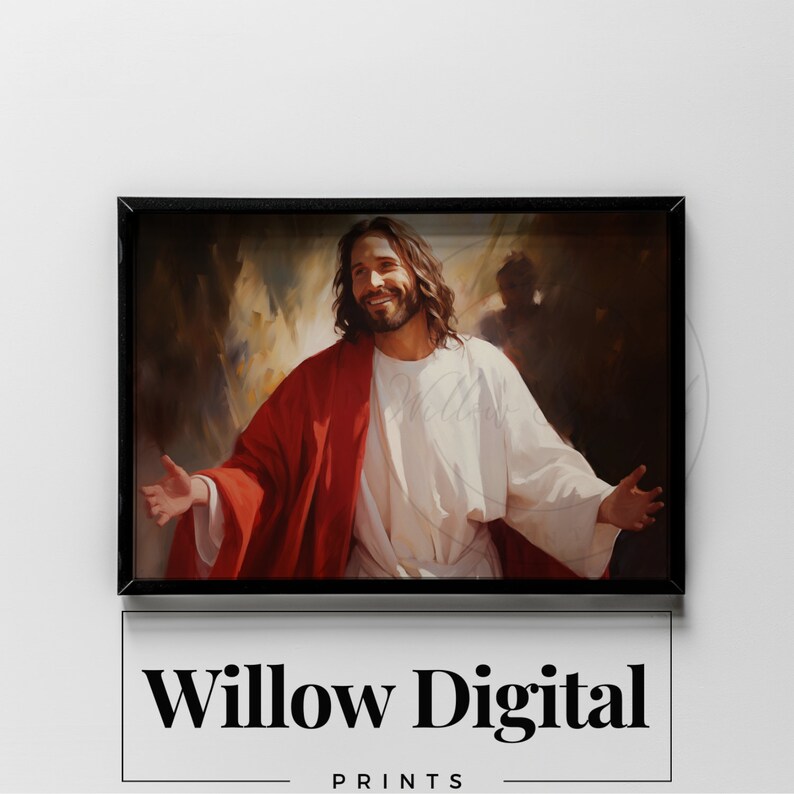 Joyful Jesus Christ Come Follow Me He is Risen Oil Painting Christian Artwork Bible Scriptures ...