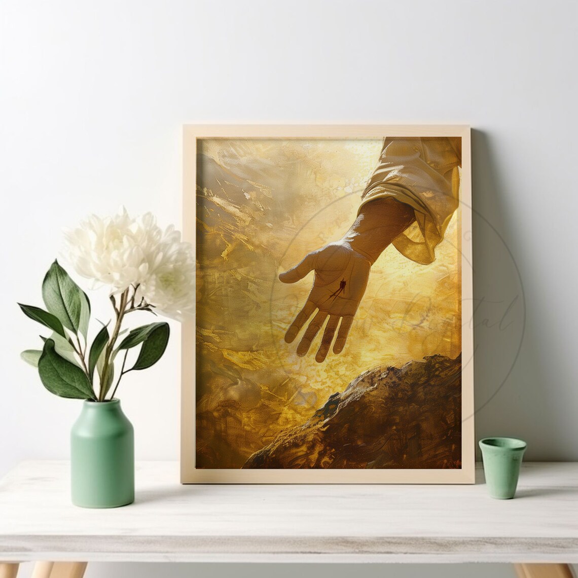 Jesus Christ Reaching Out His Hand Come Follow Me He is Risen ...