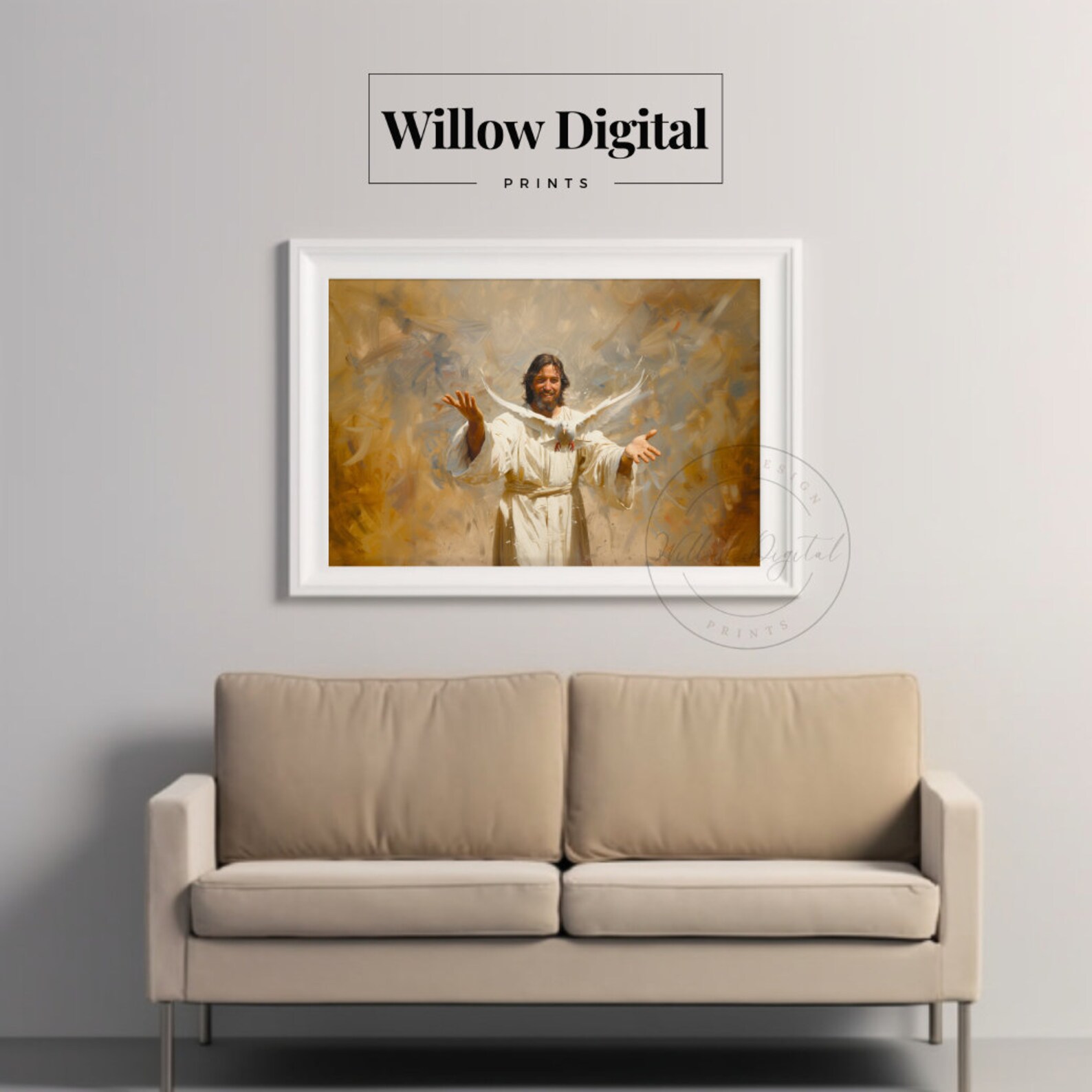 Jesus Christ Releasing a Dove Holy Ghost Spirit Oil Painting Christian ...