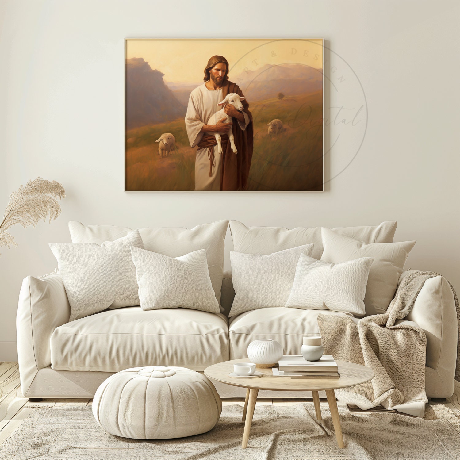 Jesus Christ Holding a Lamb Lost Sheep Oil Painting Christian Artwork ...