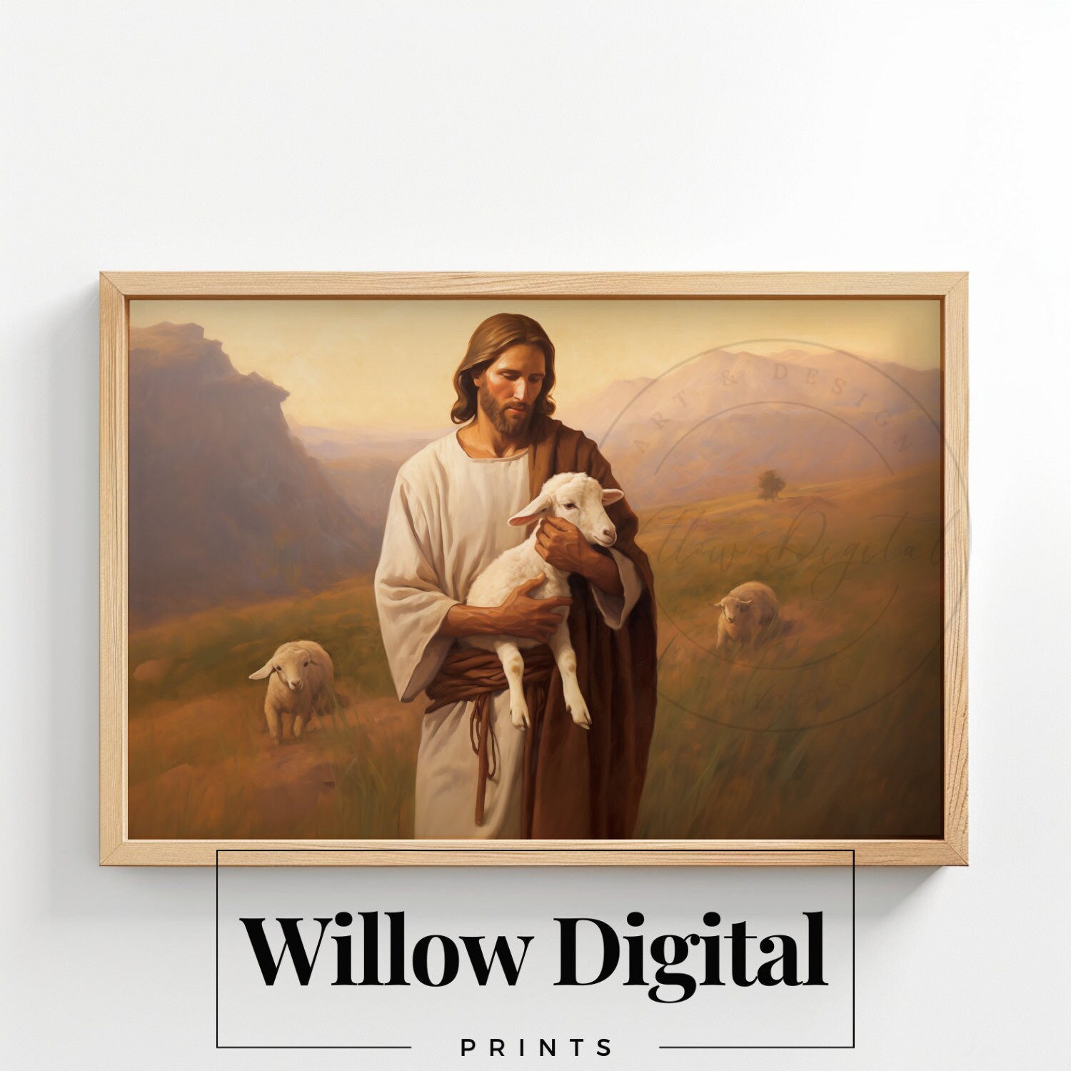 Jesus Christ Holding a Lamb Lost Sheep Oil Painting Christian Artwork ...