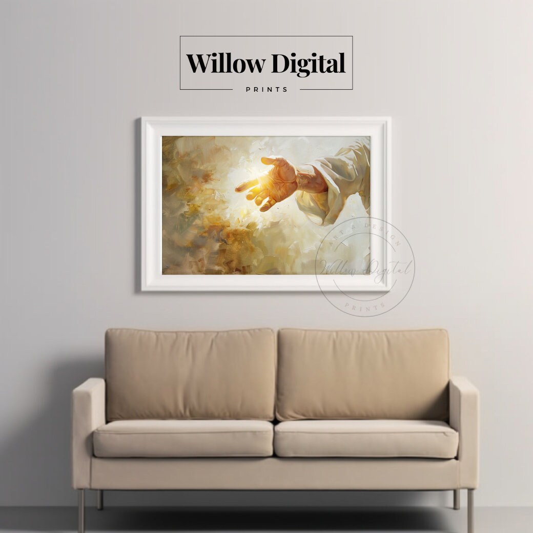 Hand of Jesus Christ Reaching Out Helper Oil Painting Christian Artwork ...