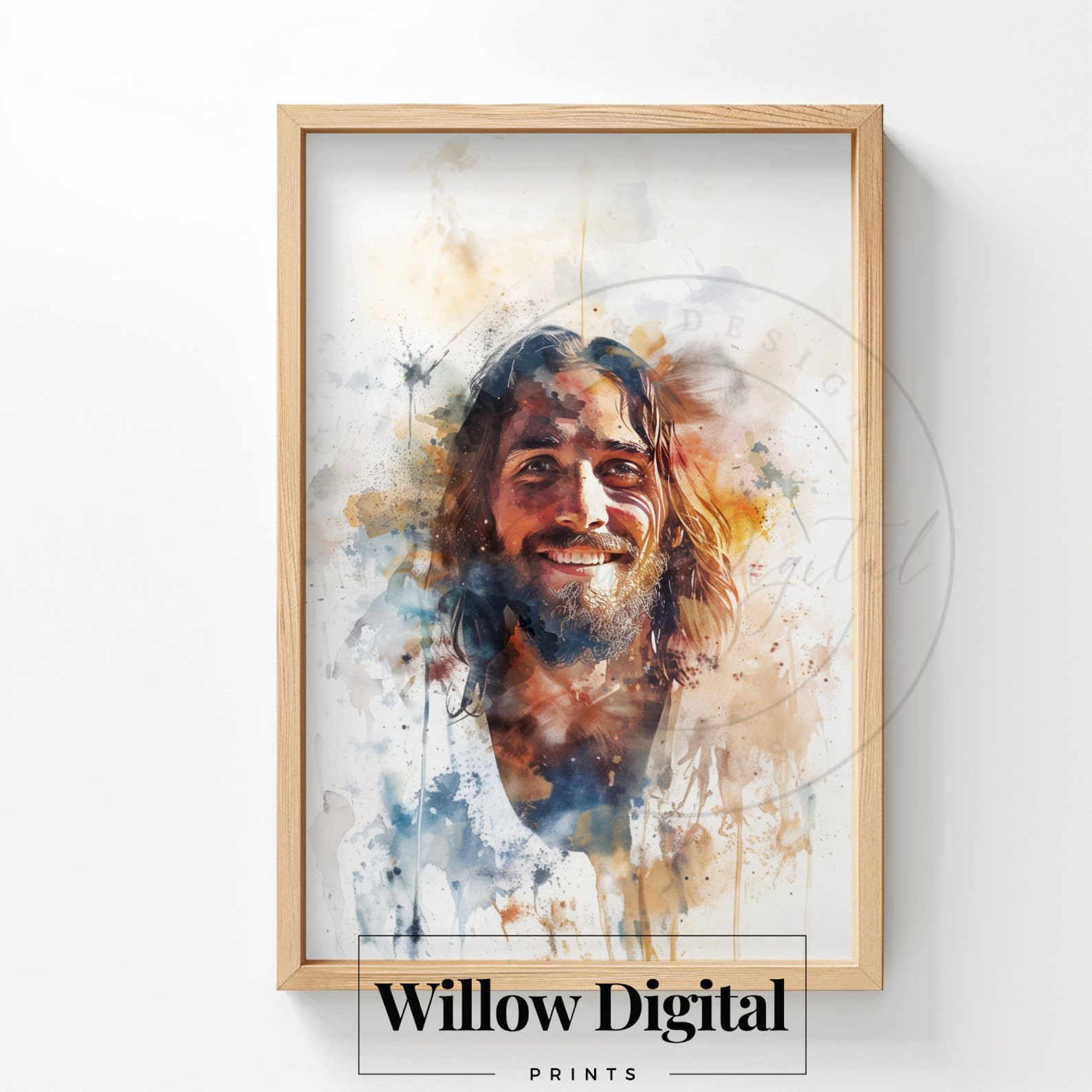 Jesus Christ Portrait Come Follow Me He is Risen Watercolor Painting ...