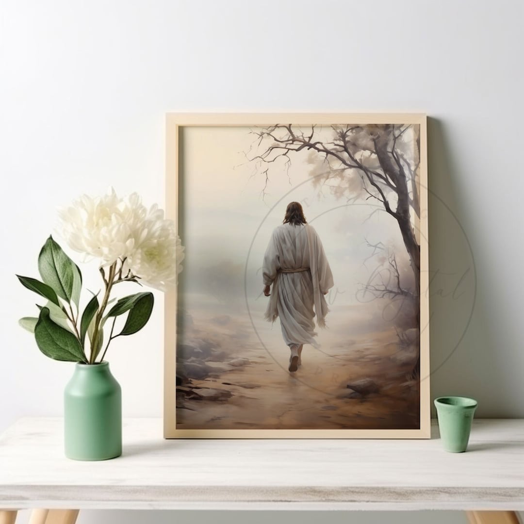 Jesus Christ Come Follow Me Peaceful He is Risen Oil Painting Christian Artwork Bible Scriptures ...