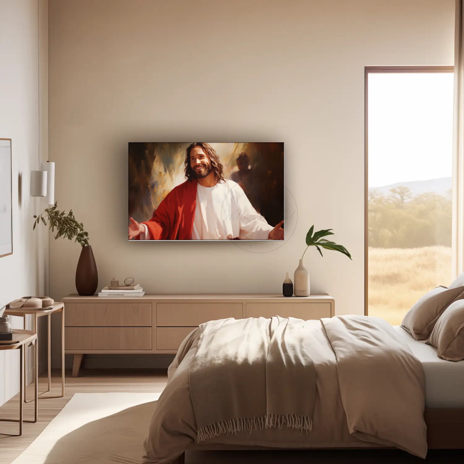 Frame TV Joyful Jesus Christ Come Follow Me Peaceful Painting Christian Artwork Bible Scriptures ...