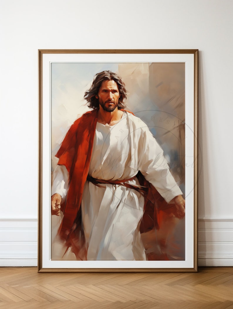 Jesus Christ Walking on a Path Painting Christian Artwork Bible ...