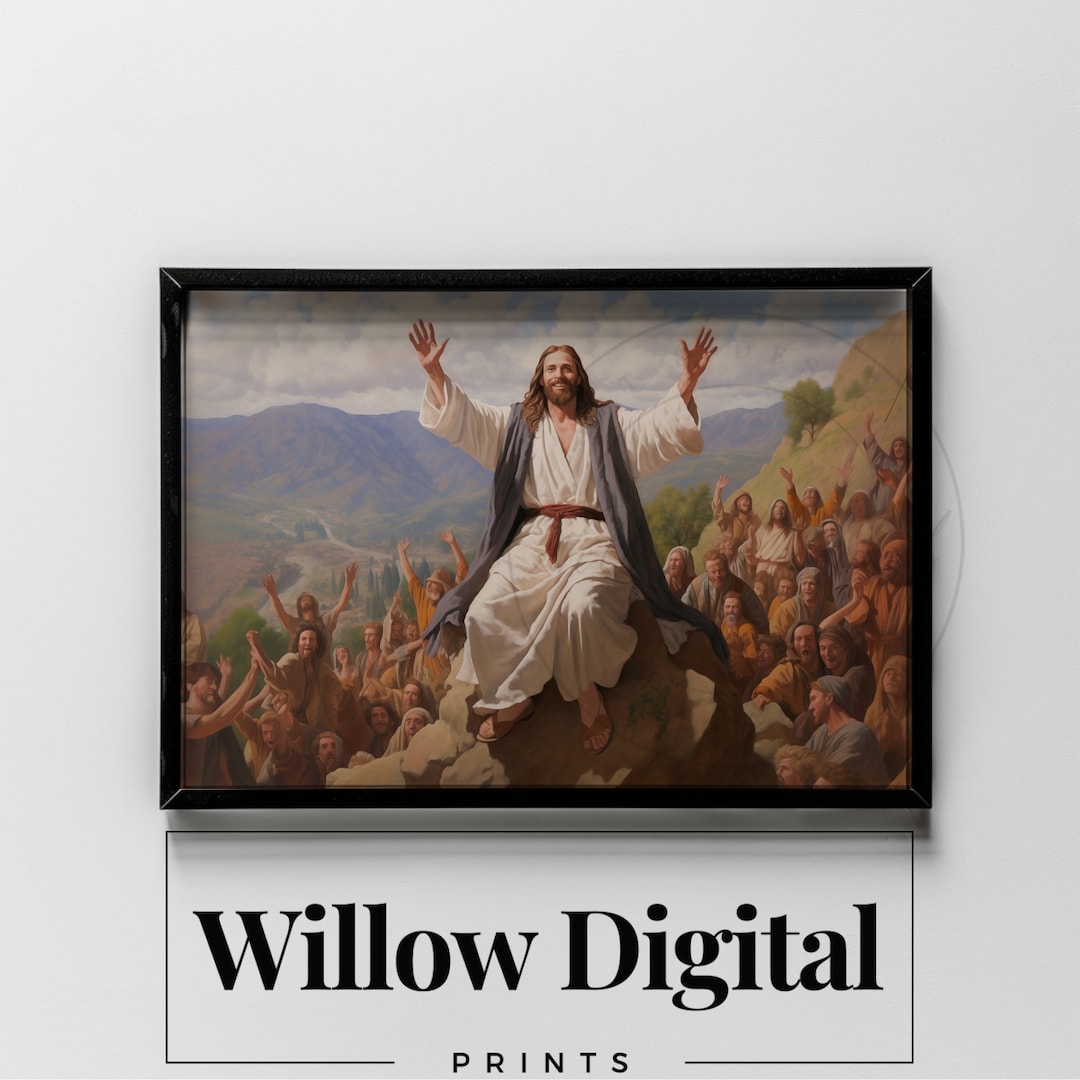 Jesus Christ Come Follow Me Happy People Painting Christian Artwork ...