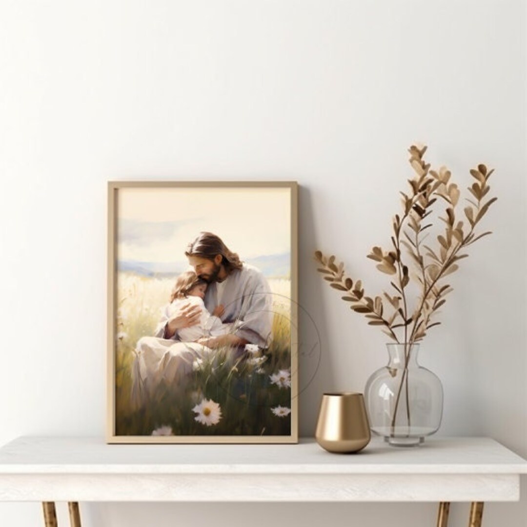 Jesus Christ Holding Child Come Follow Me He is Risen Oil Painting ...