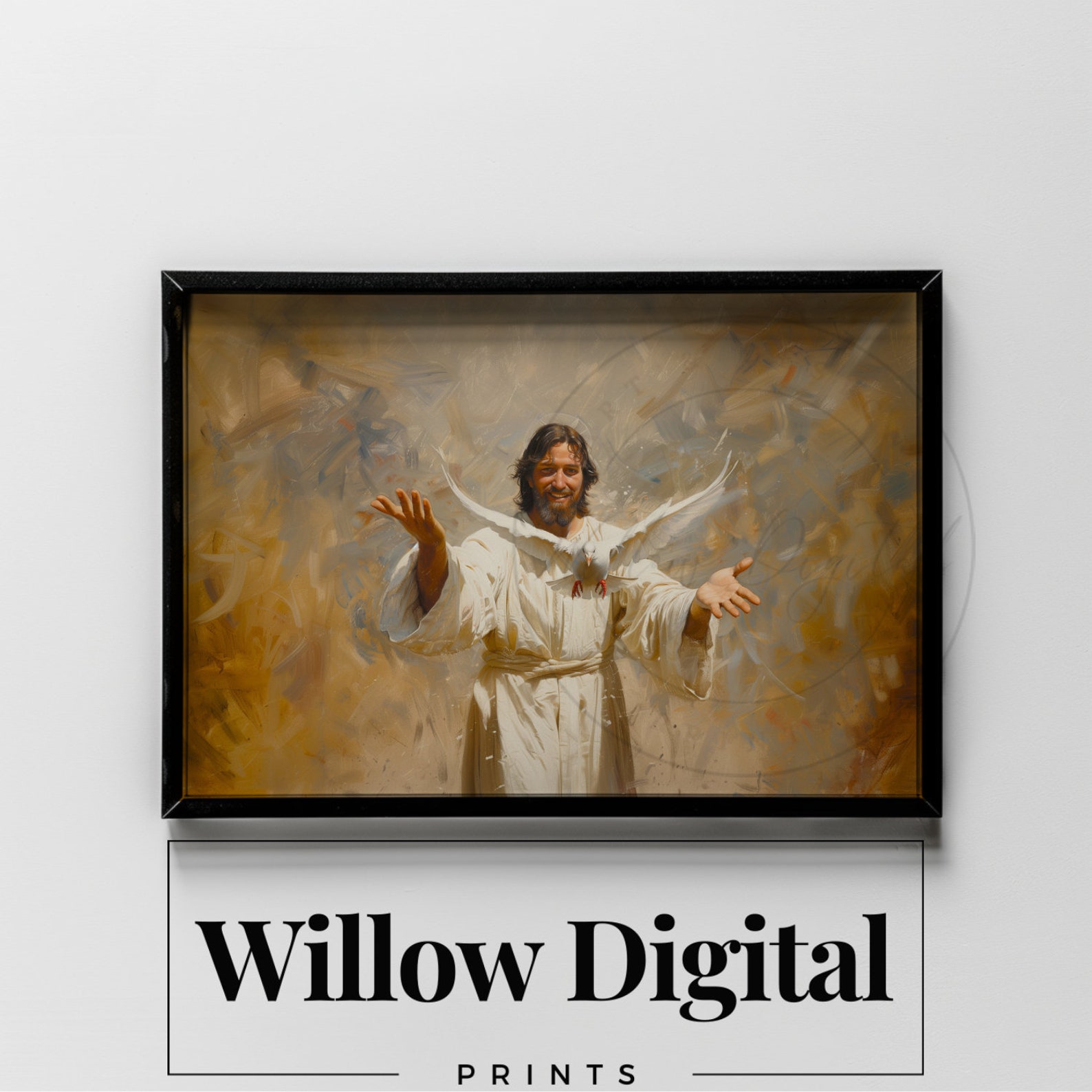 Jesus Christ Releasing a Dove Holy Ghost Spirit Oil Painting Christian ...