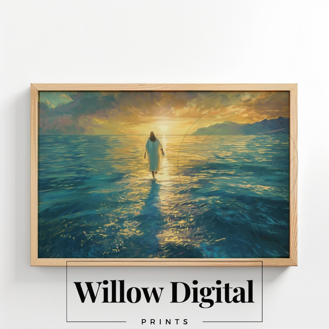 Jesus Christ Walking on Water Oil Painting Christian Artwork Bible ...