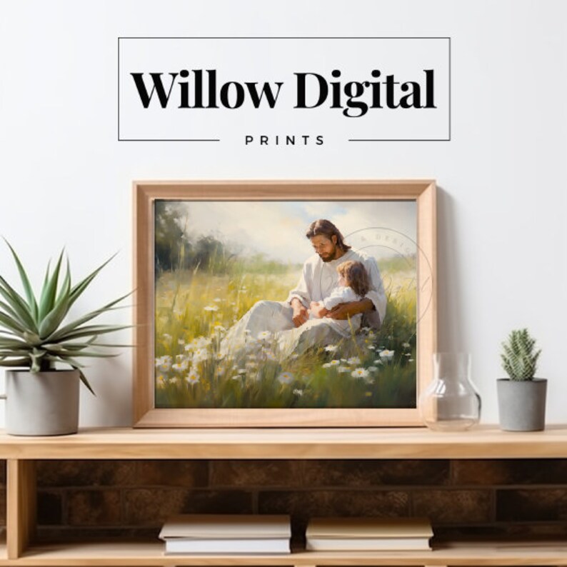 Jesus Christ Holding a Child Oil Painting Christian Artwork Bible Scriptures Savior Come Follow ...