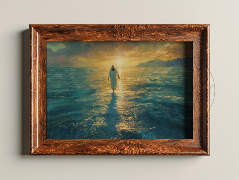 Jesus Christ Walking on Water Oil Painting Christian Artwork Bible ...