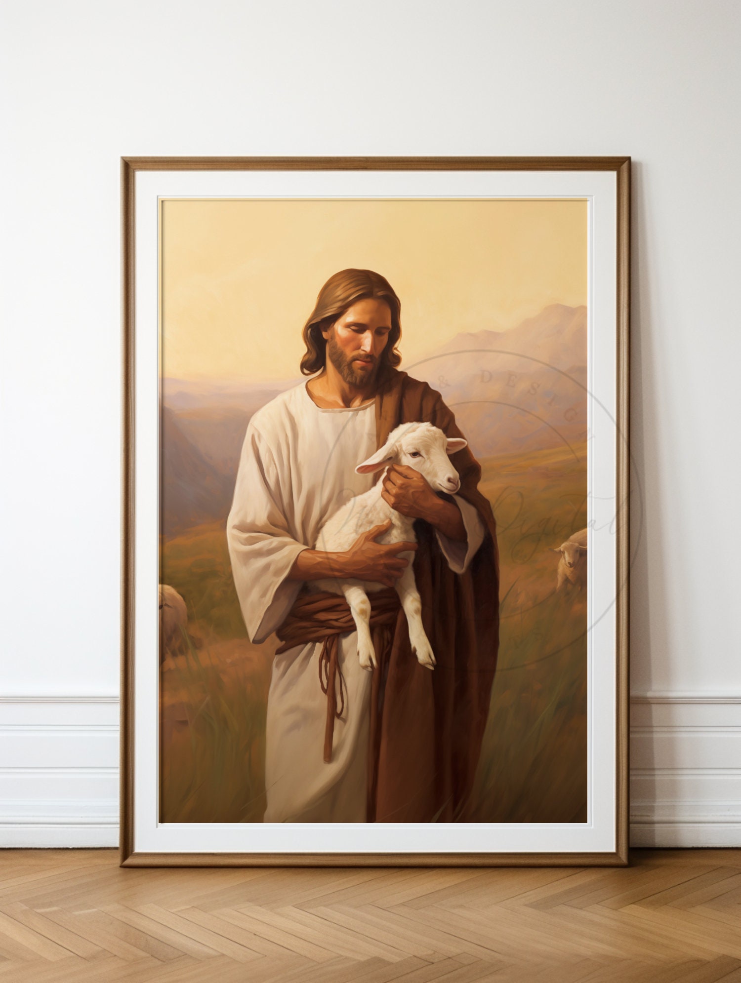 Jesus Christ Holding a Lamb Lost Sheep Oil Painting Christian Artwork ...