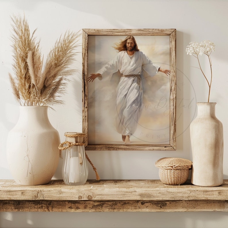 Jesus Christ Returns Come Follow Me He is Risen Oil Painting Christian ...