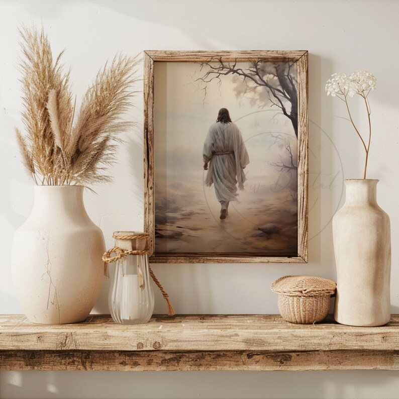 Jesus Christ Come Follow Me Peaceful He is Risen Oil Painting Christian Artwork Bible Scriptures ...