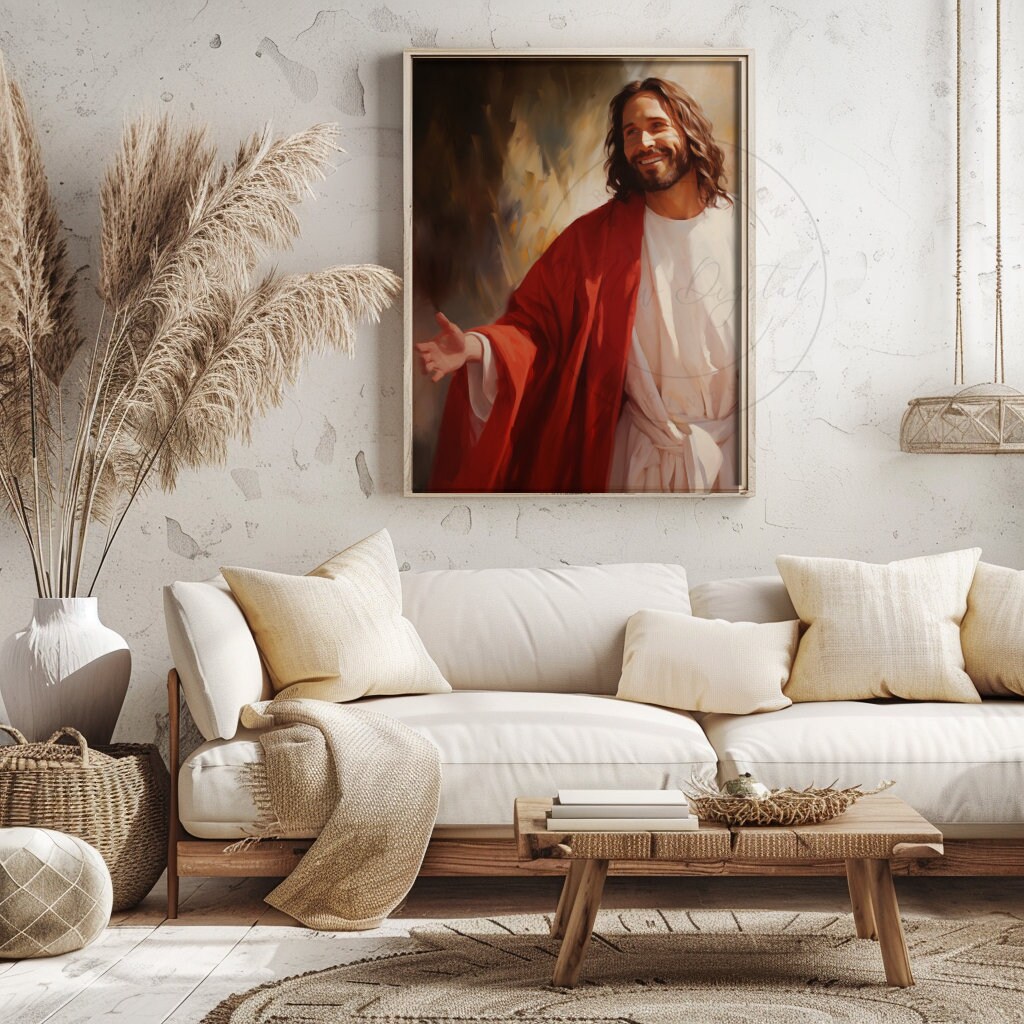 Joyful Jesus Christ Come Follow Me Peaceful Oil Painting Christian Artwork Bible Scriptures ...
