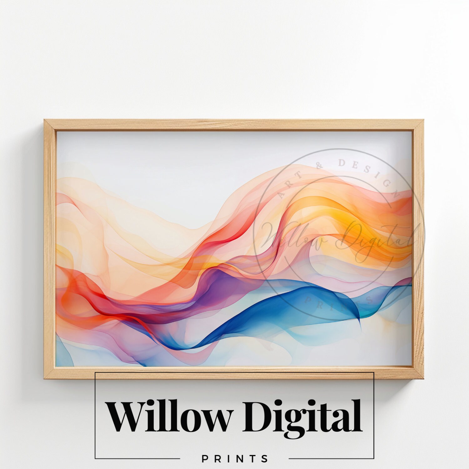 Printable Watercolor Ribbon Landscape Abstract Painting Mountain Scene ...